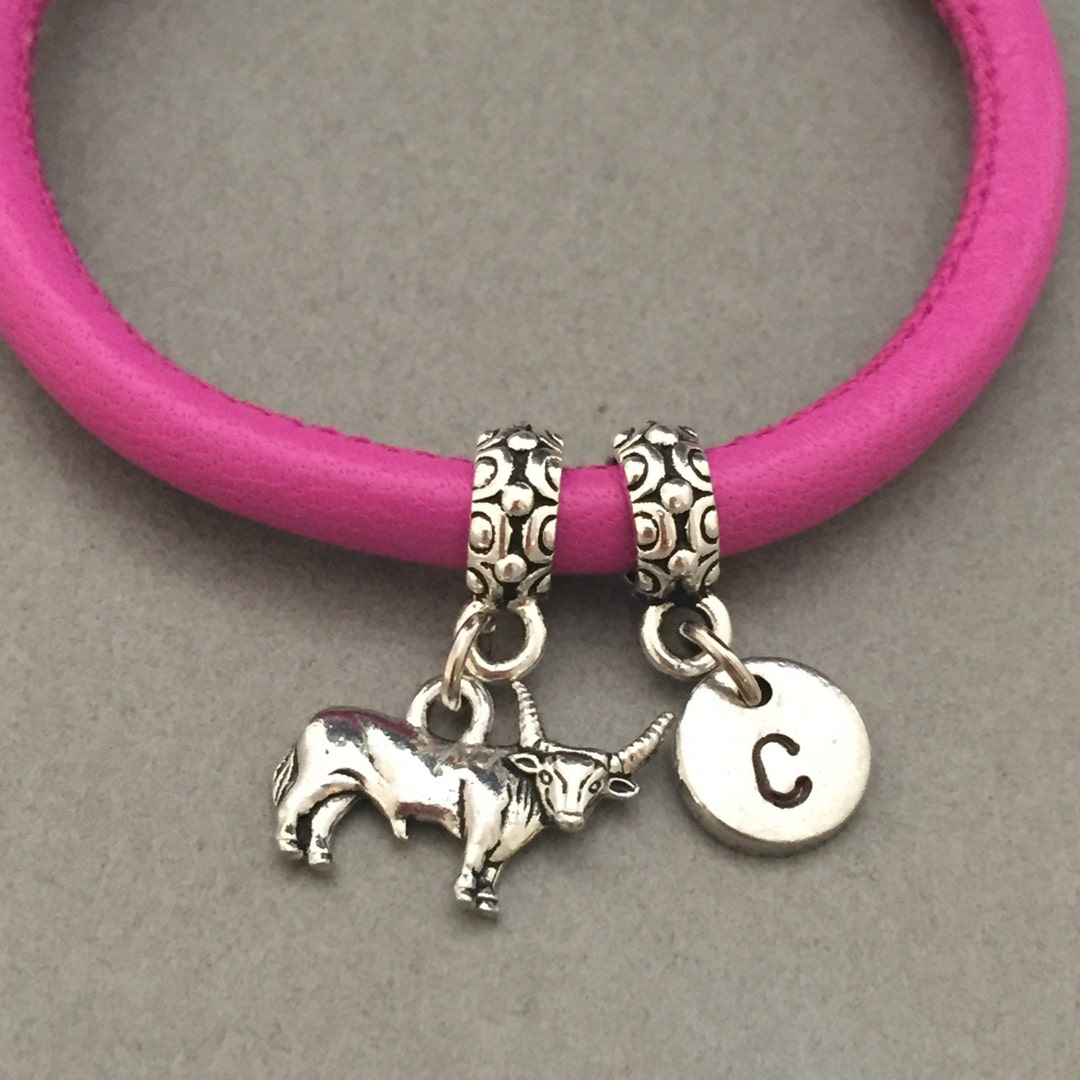 Bull Leather Bracelet Bull Charm Bracelet Leather Bangle - Etsy