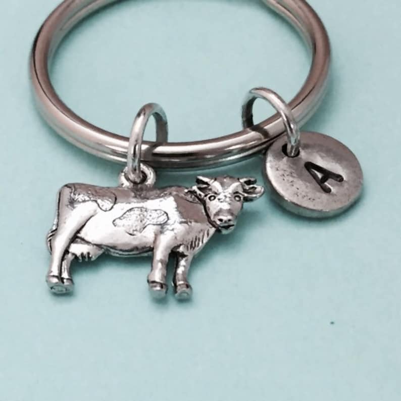 Cow Keychain, Cow Charm, Animal Keychain, Personalized Keychain ...
