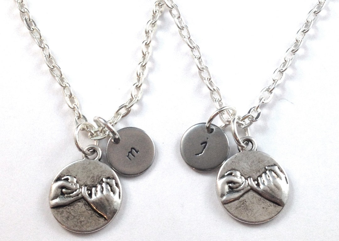 Gift for Best Friends, Initial Best Friend Necklace Set, Pinky Promise ...