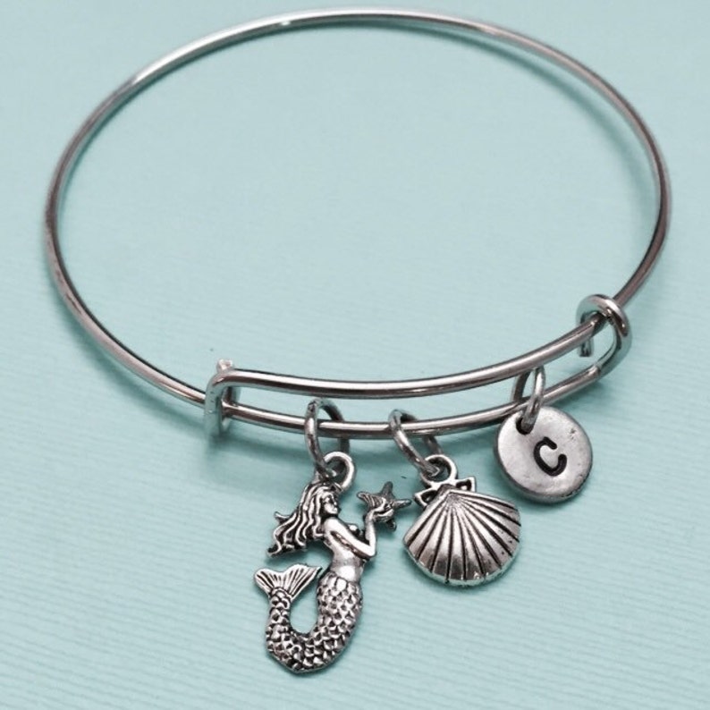 Mermaid Bangle Mermaid Charm Bangle Expandable Bangle Charm - Etsy