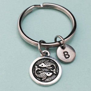 Pisces Keychain, Pisces Charm, Horoscope Keychain, Personalized ...