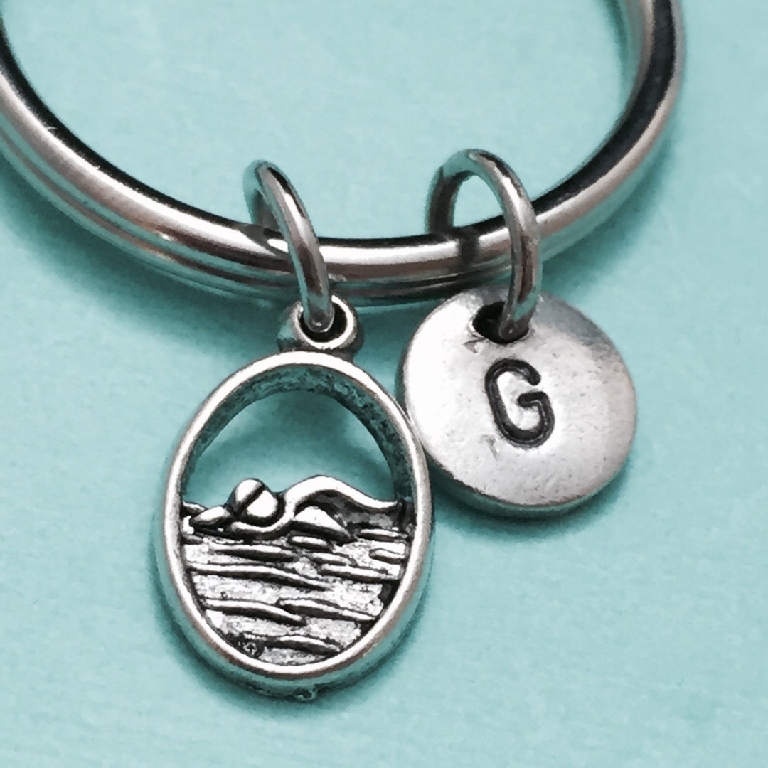 Swimmer Keychain, Swimmer Charm, Swimming Keychain, Personalized ...