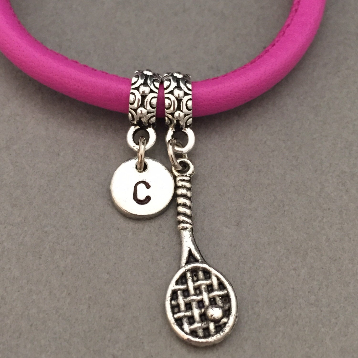 Tennis Racket Leather Bracelet Tennis Racket Charm Bracelet - Etsy