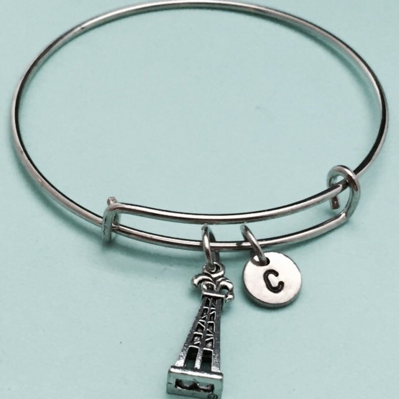 Oil Rig Bangle Oil Rig Charm Bracelet Expandable Bangle - Etsy