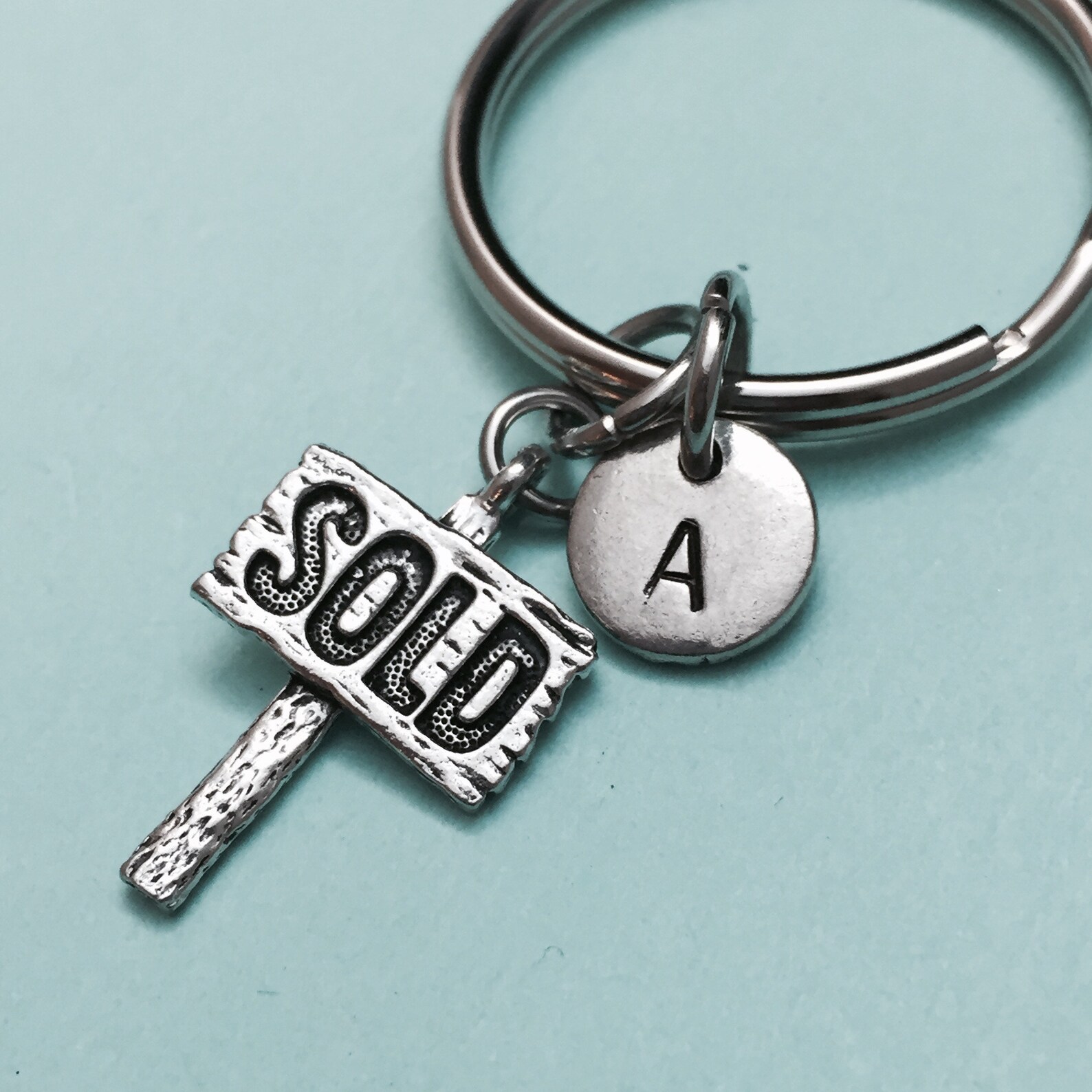 Sold Sign Keychain, Sold Sign Charm, Sign Keychain, Personalized ...