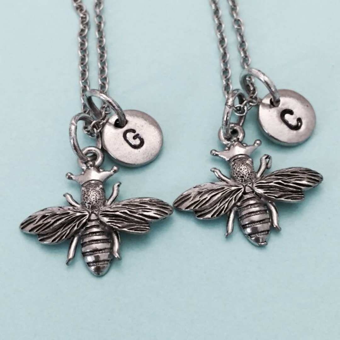 Best Friend Necklace, Queen Bee Necklace, Bee Charm, Bff Necklace ...