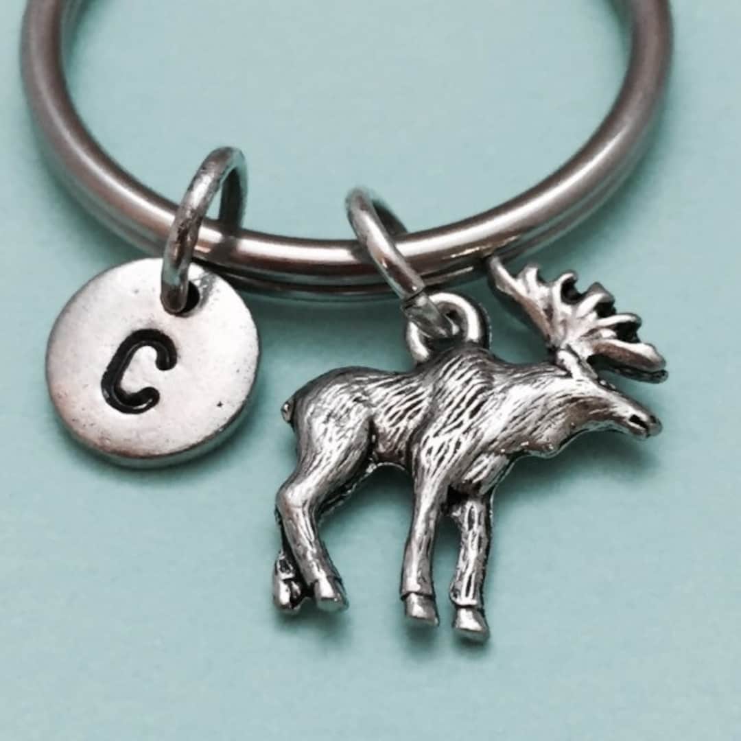 Moose Keychain, Moose Charm, Animal Keychain, Personalized Keychain ...