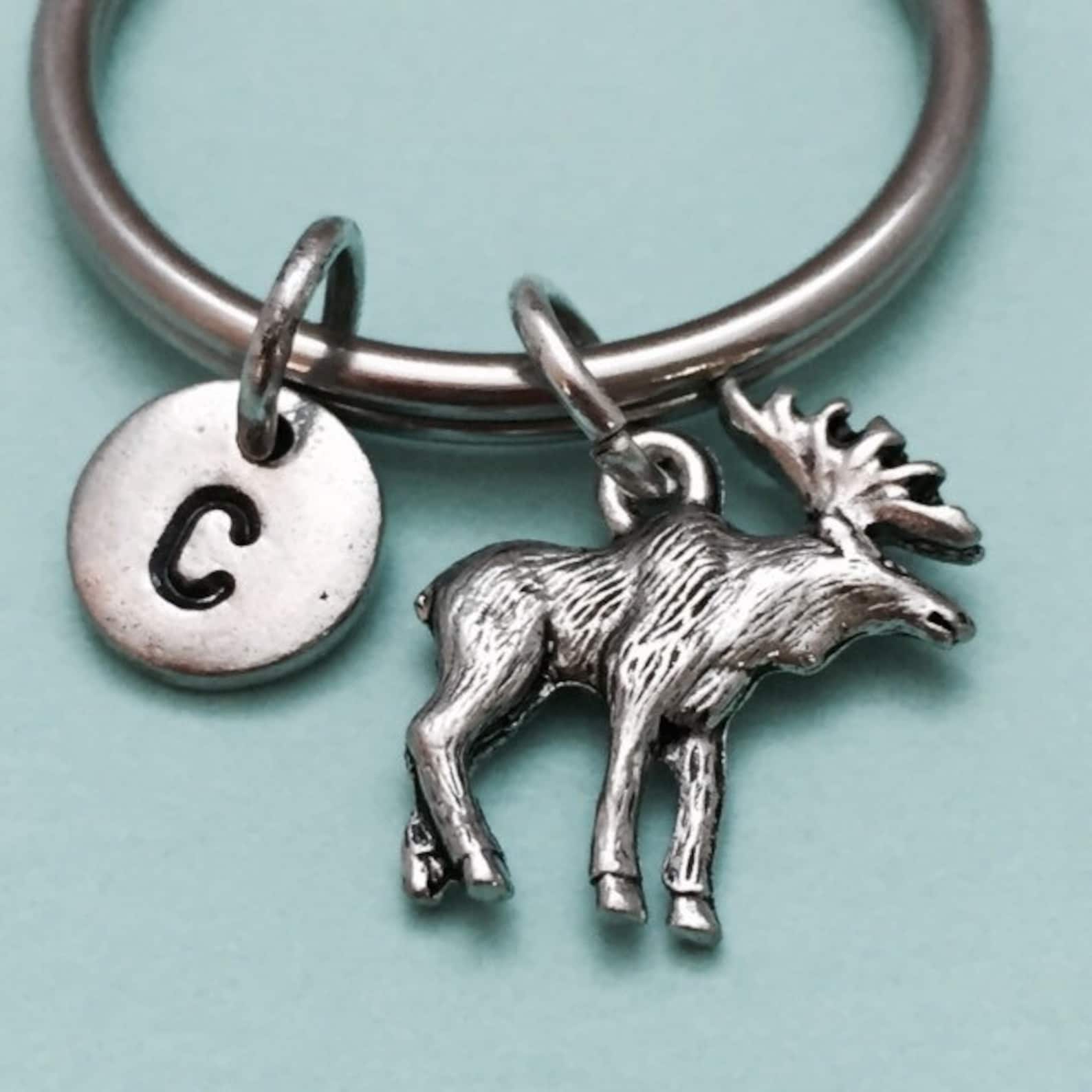 Moose Keychain Moose Charm Animal Keychain Personalized - Etsy