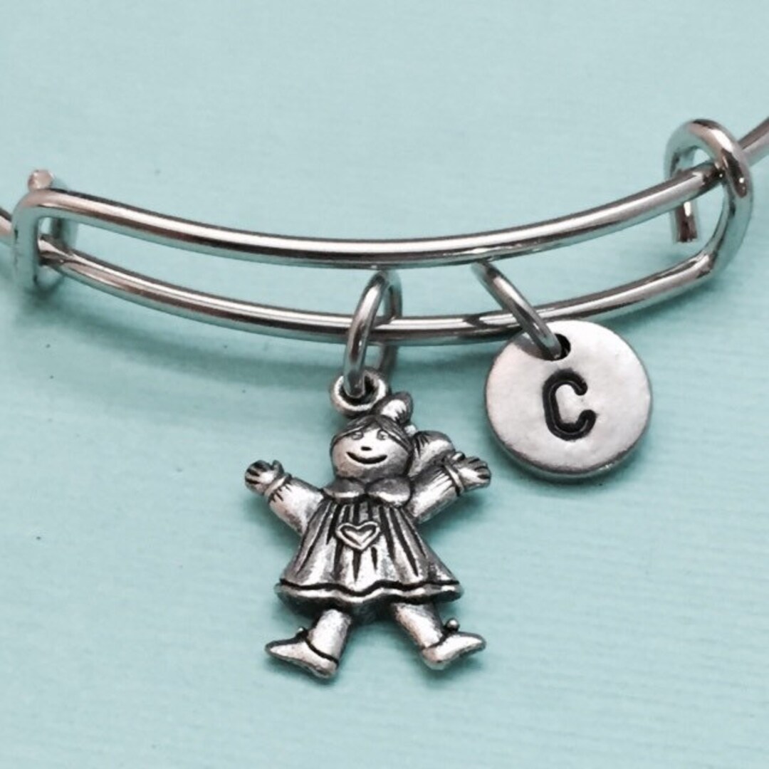Little Girl Bangle, Little Girl Charm Bracelet, Expandable Bangle ...
