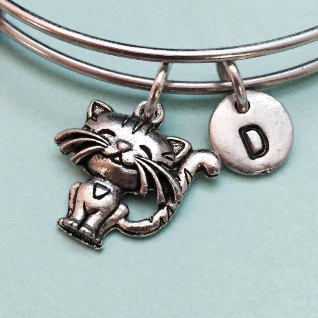 Cat Bangle Cat Charm Bracelet Kitten Bangle Expandable - Etsy Sweden