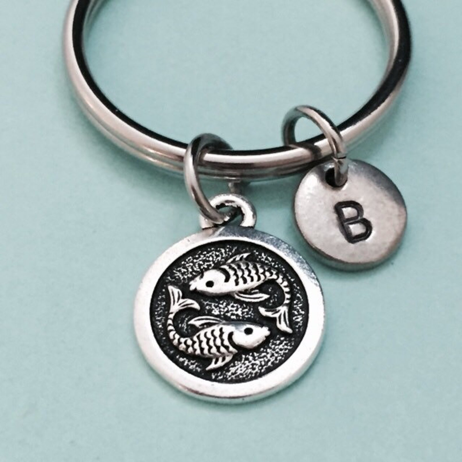 Pisces Keychain Pisces Charm Horoscope Keychain - Etsy