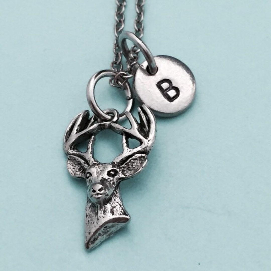 Deer Head Necklace, Deer Head Charm, Hunting Necklace, Personalized ...
