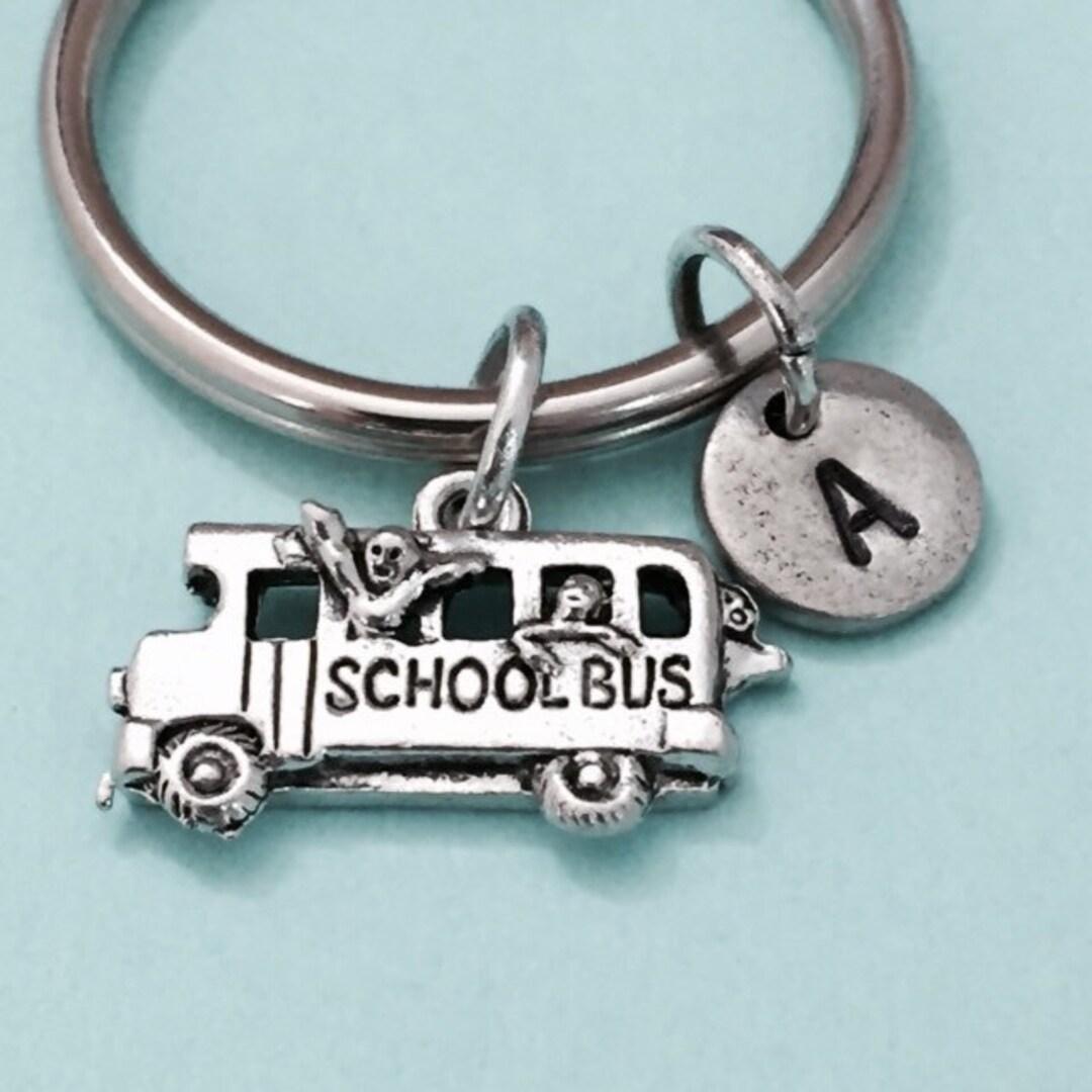 School Bus Keychain, School Bus Charm, Bus Keychain, Personalized ...