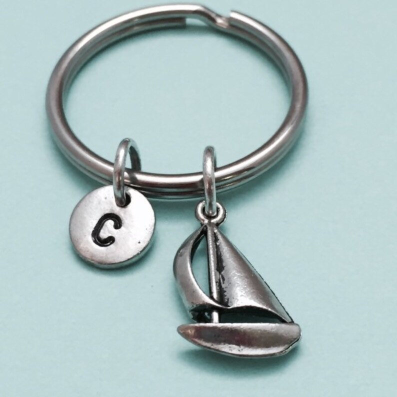 Sail Boat Keychain, Sail Boat Charm, Ocean Keychain, Personalized ...