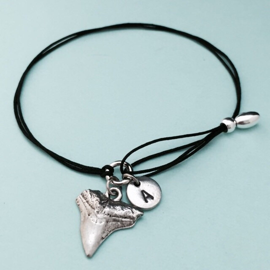 Shark Tooth Cord Bracelet, Shark Charm Bracelet, Adjustable Bracelet ...