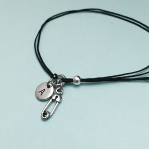 Safety Pin Cord Bracelet, Safety Pin Charm Bracelet, Adjustable ...