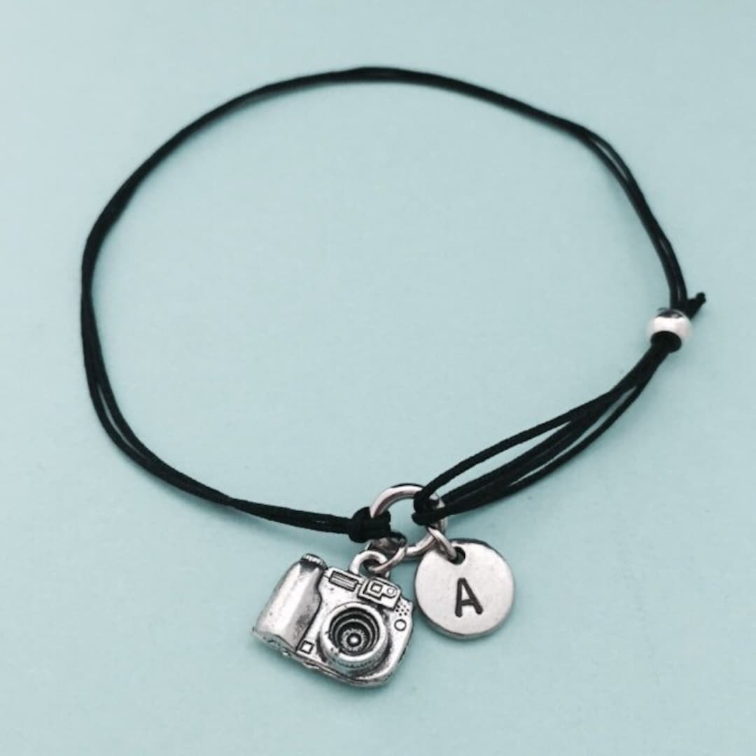 Camera Cord Bracelet, Camera Charm Bracelet, Adjustable Bracelet, Charm ...