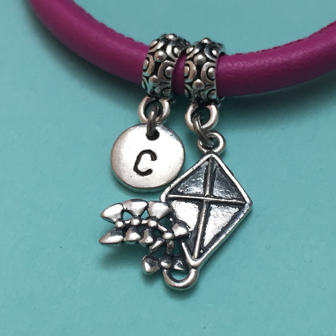 Kite Leather Bracelet Kite Charm Bracelet Leather Bangle | Etsy