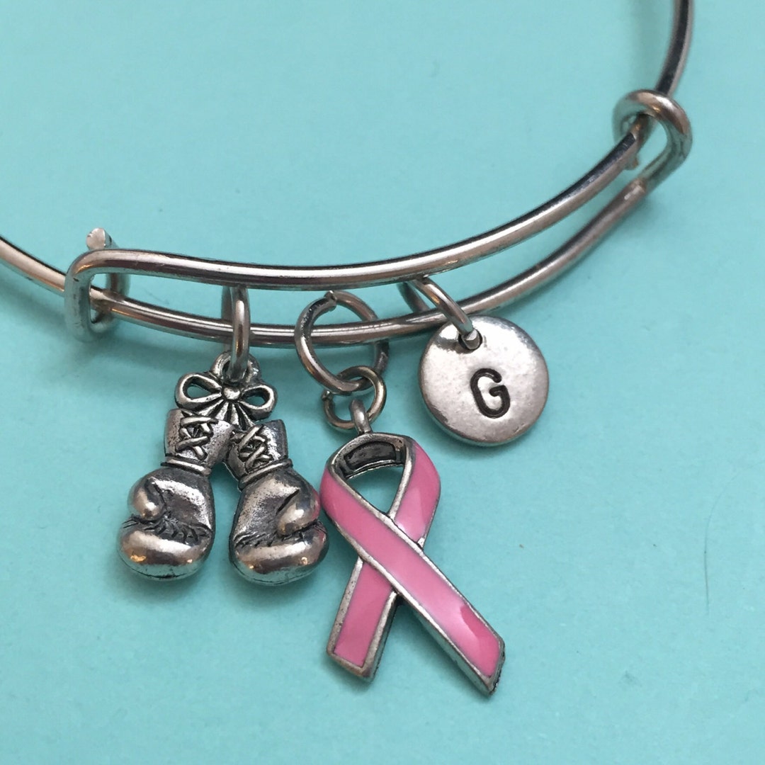 Breast Cancer Bangle, Breast Cancer Charm Bracelet, Expandable Bangle ...
