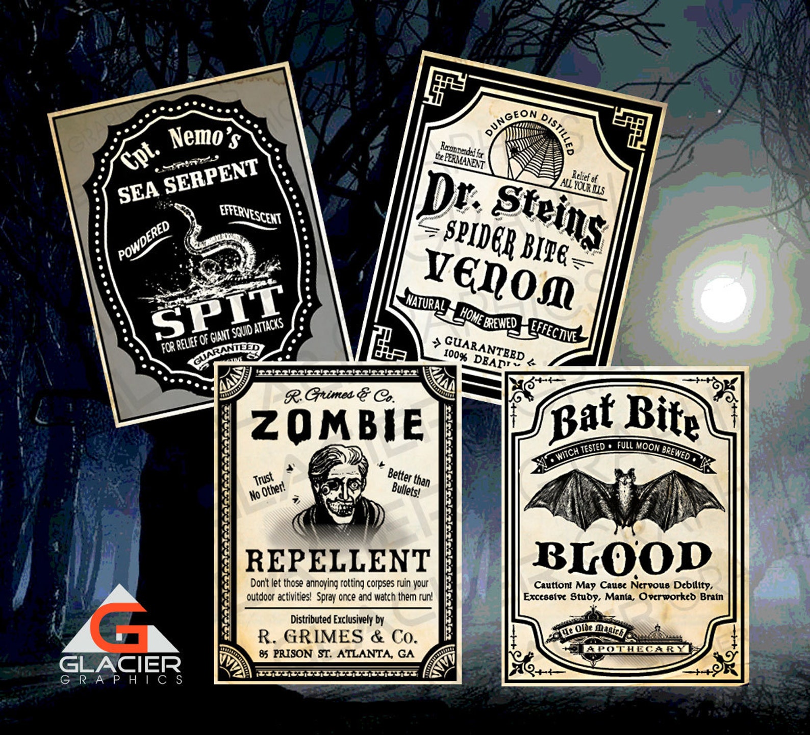 Halloween Witch Labels Vintage Poison Apothecary Tags Potion - Etsy