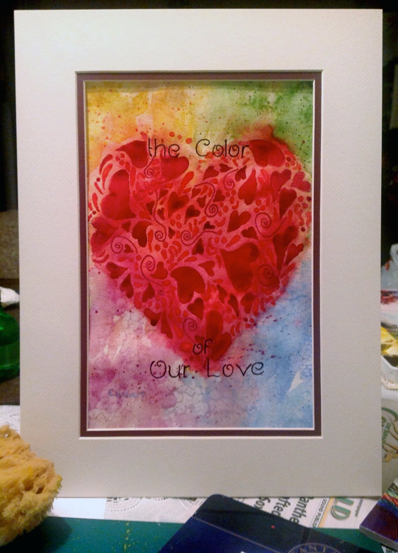 Original Valentines Day Heart Watercolor The Color of | Etsy
