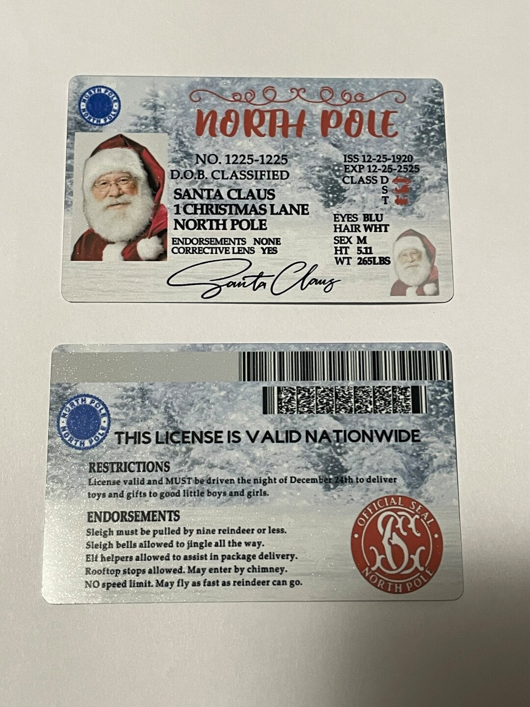 Santa ID, Lost Santa License, Christmas Morning Fun - Etsy
