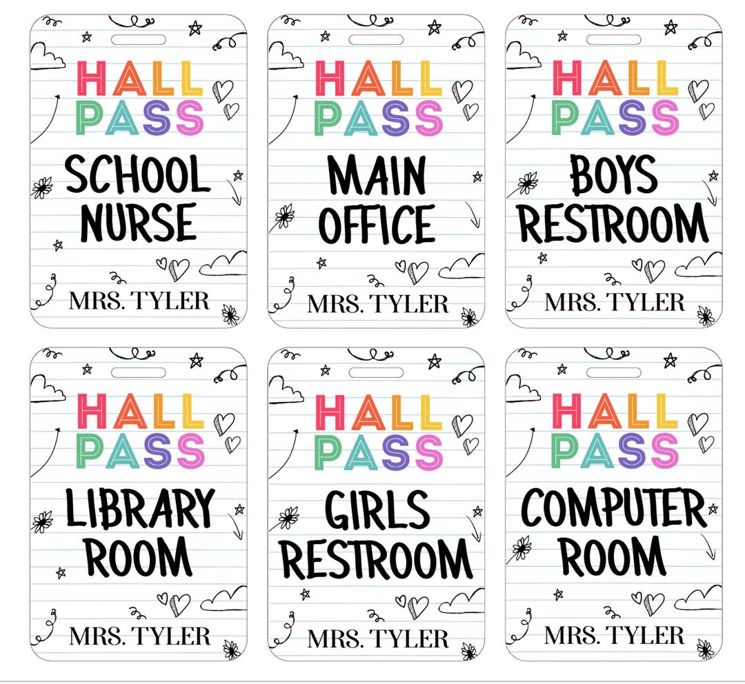 Teacher Hall Pass Set - Rainbow Letters - Etsy