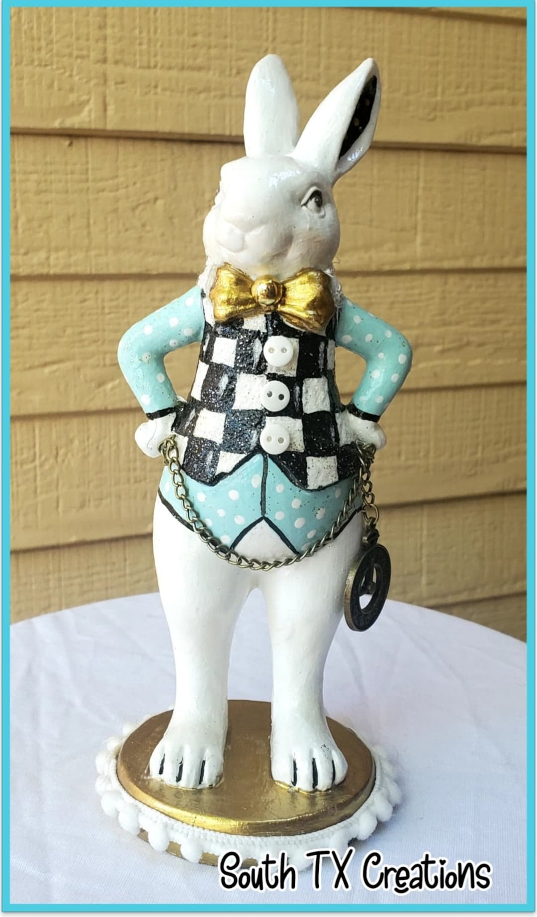 White Rabbit Figurine, Deluxe Dapper Rabbit, English Rabbit, White ...