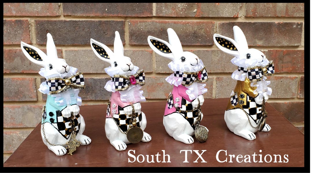 White Rabbit Figurine, Deluxe Dapper Rabbit, English Rabbit, White ...