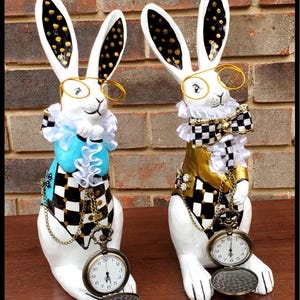 White Rabbit Figurine, Deluxe Dapper Rabbit, English Rabbit, White ...