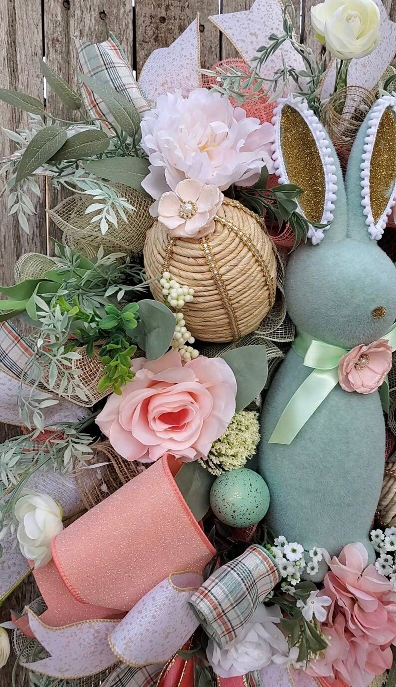 Bunny Boho Wreath, Easter Wreath, Easter Bunny, Boho Wreath, Glam Decor ...