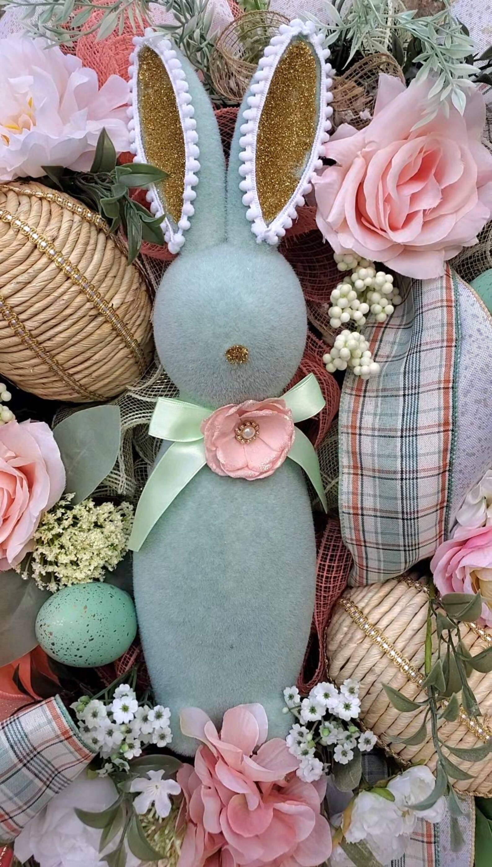 Bunny Boho Wreath, Easter Wreath, Easter Bunny, Boho Wreath, Glam Decor ...