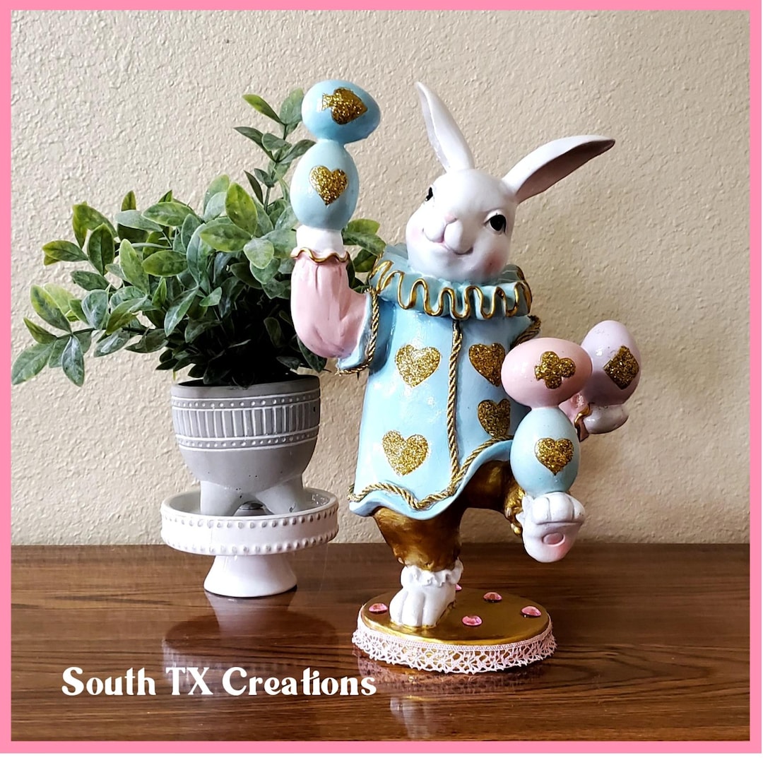 White Rabbit Figurine, Deluxe Dapper Rabbit, English Rabbit, White ...