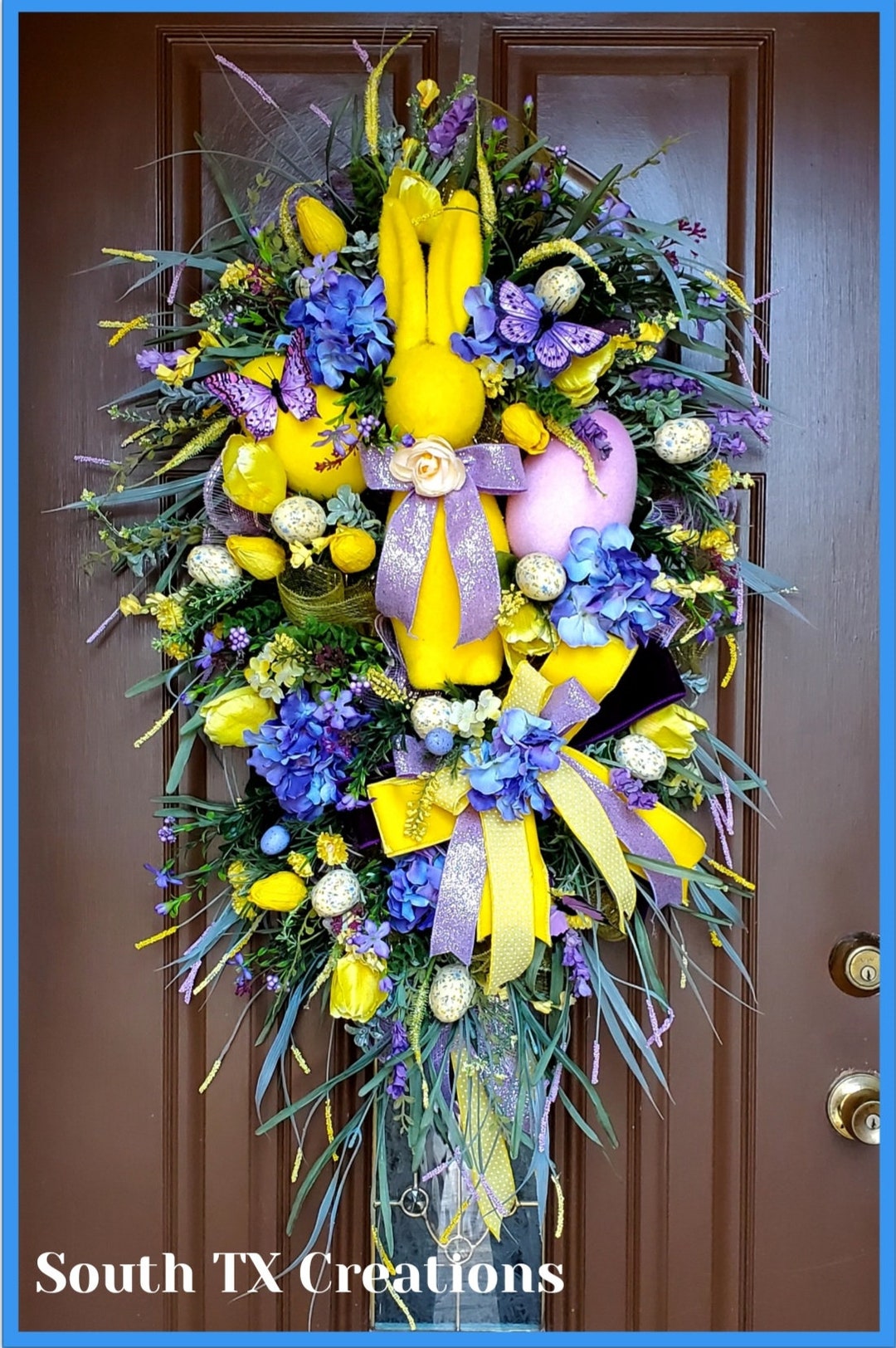 Easter Bunny Wreath, Easter Bunny Door Wreath, Bunny Wreath, Farmhouse ...