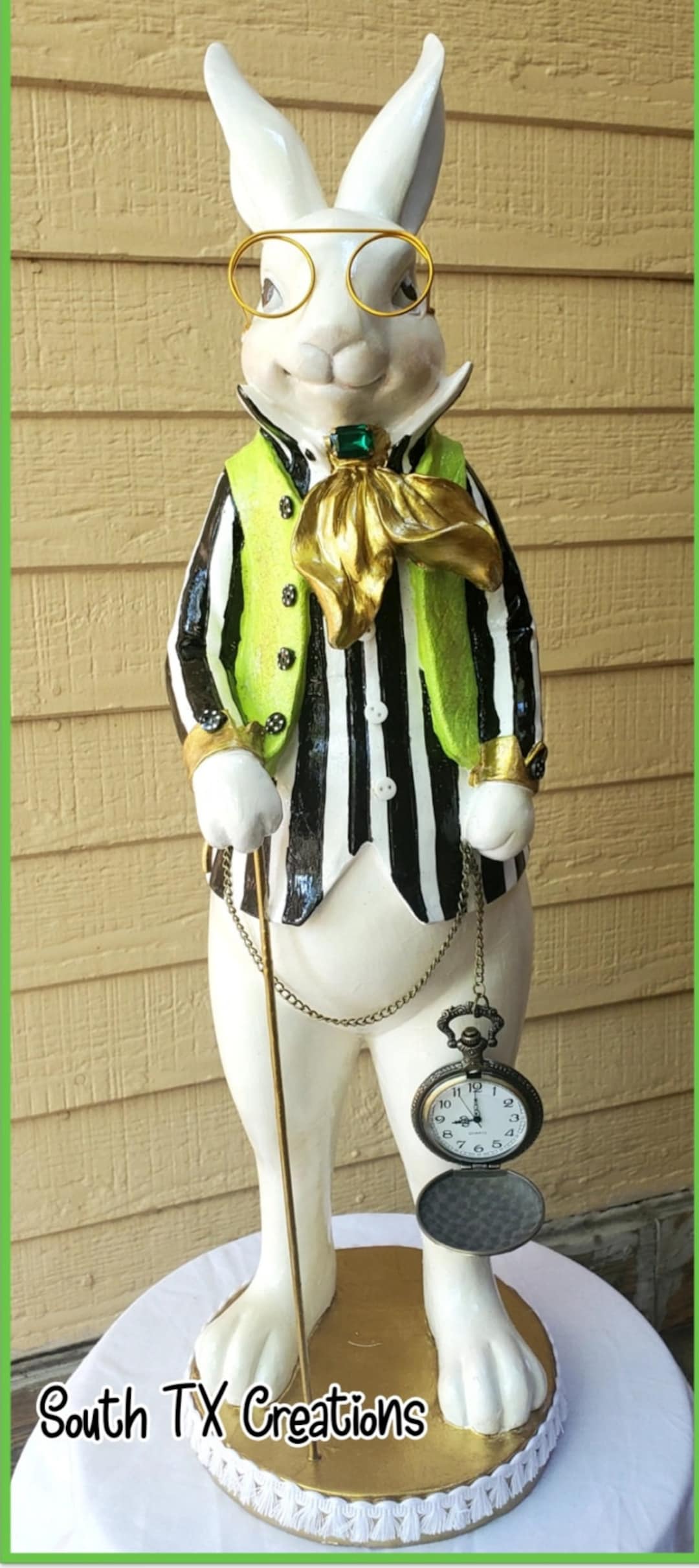 White Rabbit Figurine, Deluxe Dapper Rabbit, English Rabbit, White ...