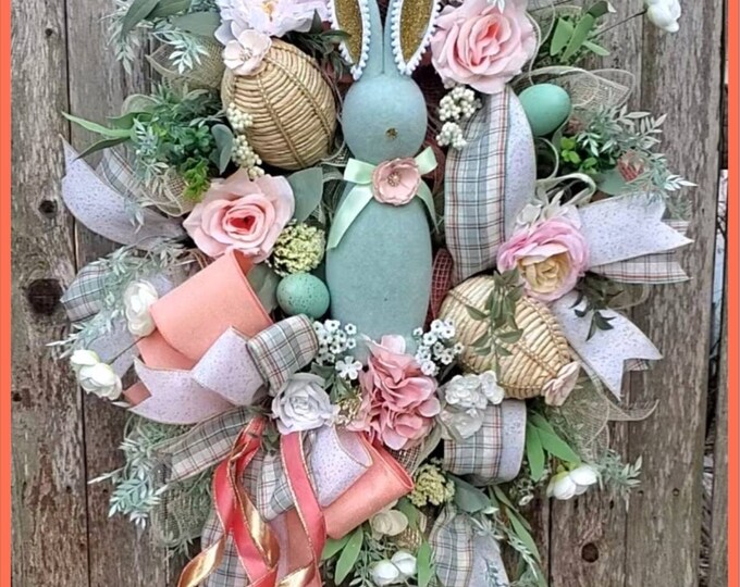 Bunny Boho Wreath, Easter Wreath, Easter Bunny, Boho Wreath, Glam Decor ...