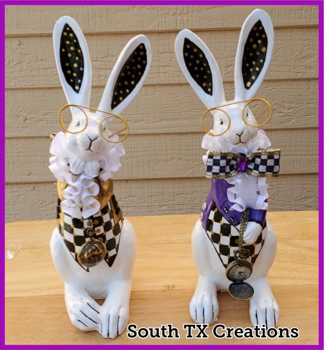 White Rabbit Figurine, Deluxe Dapper Rabbit, English Rabbit, White ...