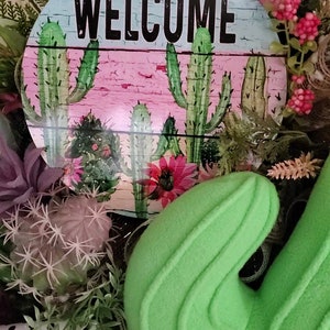 Summer Wreath, Cactus Wreath, Welcome Wreath, Whimsical Wreath, Spring ...