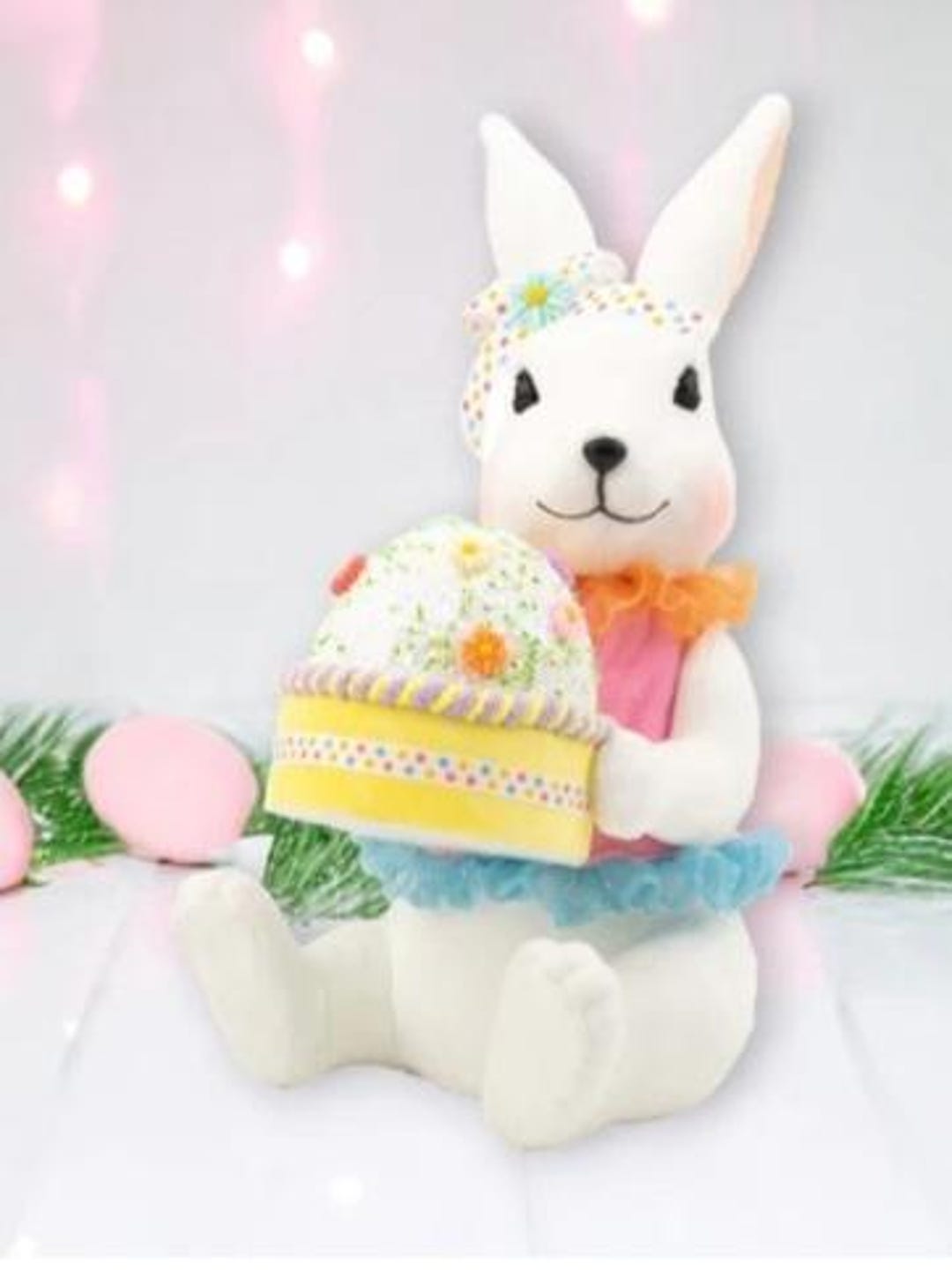 Cotton Candy Land Pastel Bunny With Egg, Multicolor, Easter Wreath ...