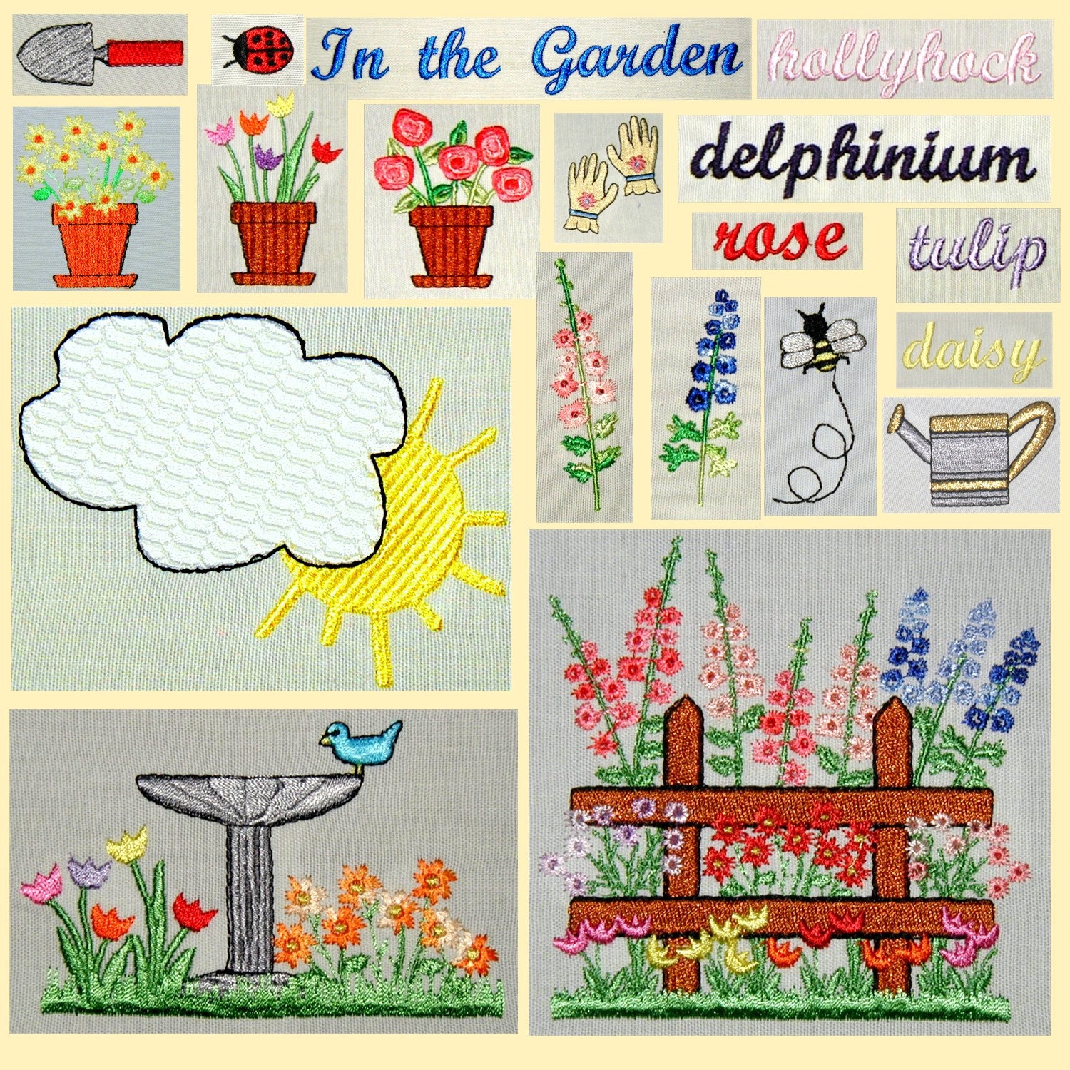 In the Garden Machine Embroidery Designs - Etsy
