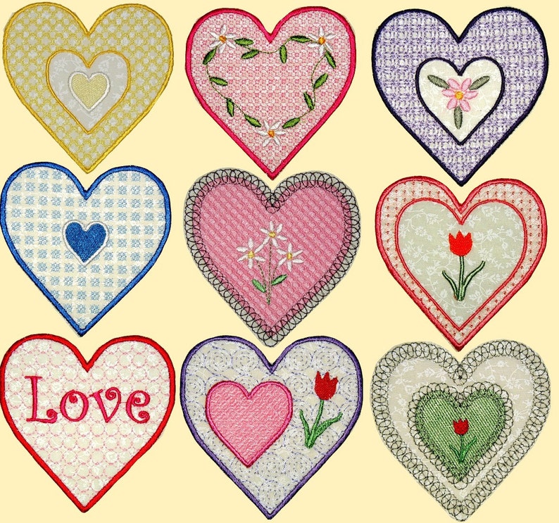 Hearts Machine Embroidery Designs - Etsy