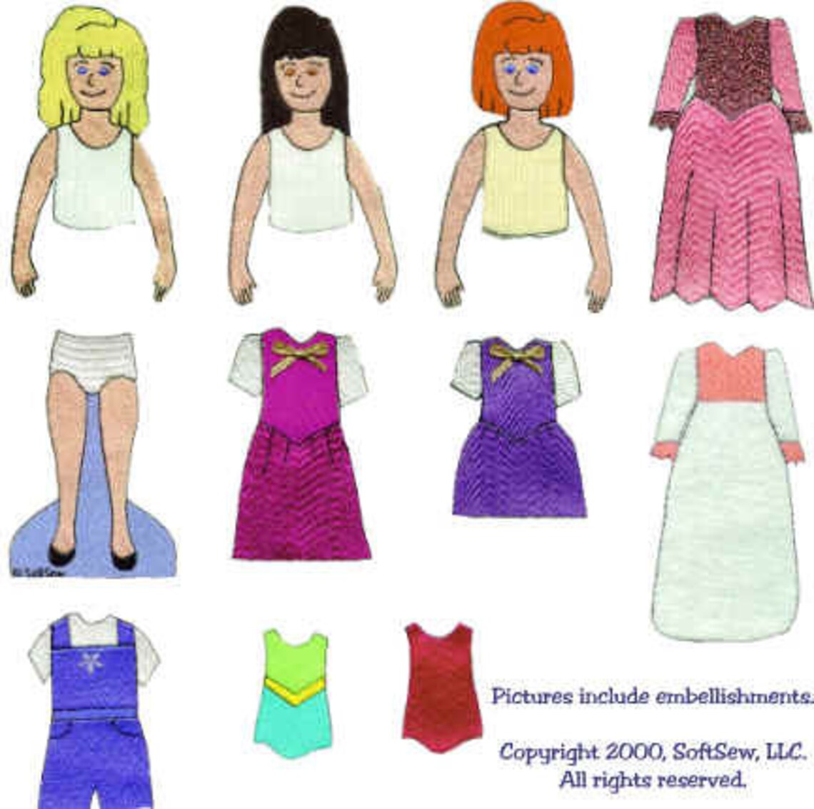 E's Friends Paper Doll Machine Embroidery Designs - Etsy