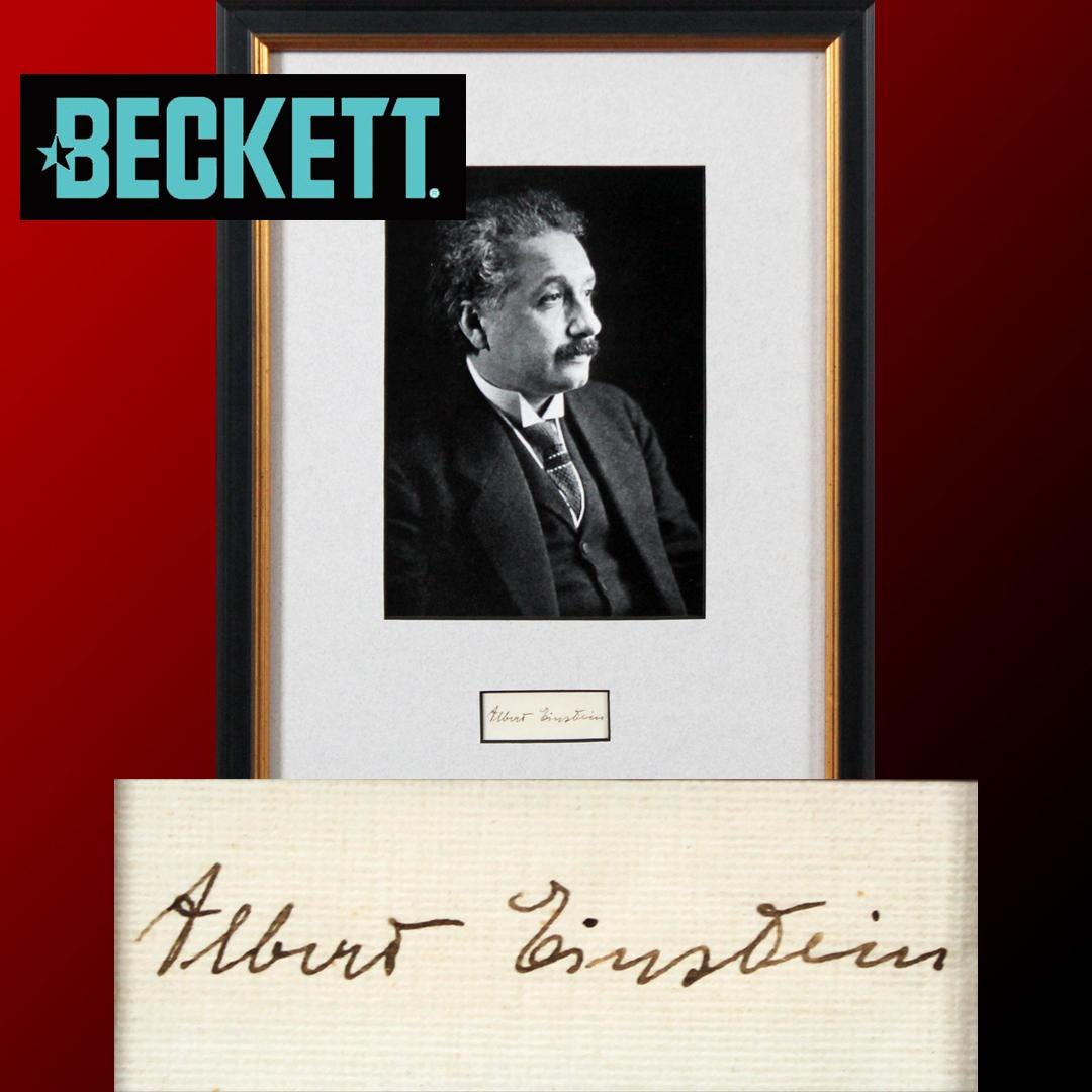Albert Einstein Signed Autographed Display Beckett LOA Rare FULL NAME ...