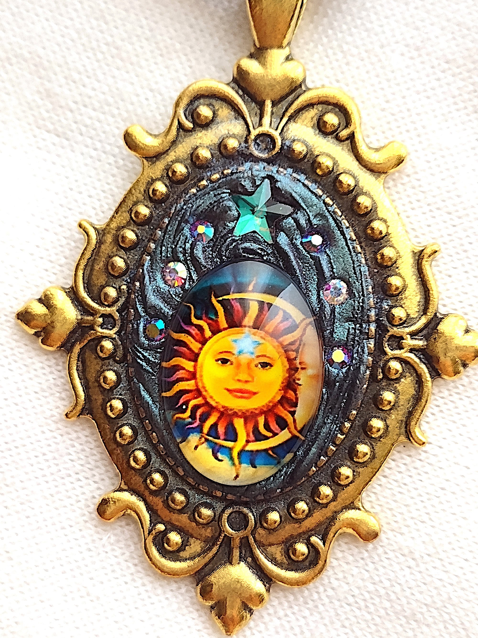 Celestial, Sun, Moon, Gypsy, Mystic, Amulet, Pendant, PA-517 - Etsy