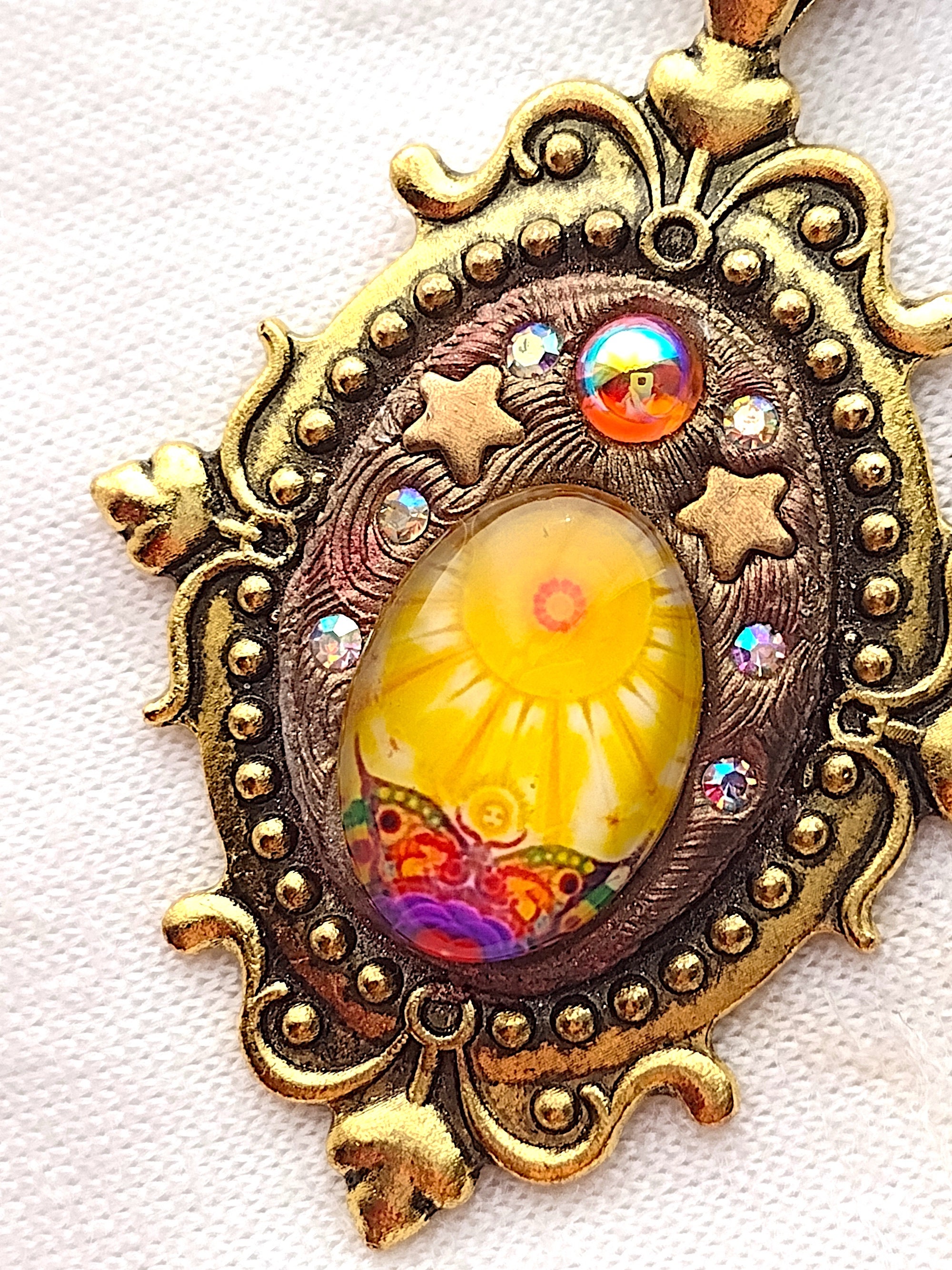 Celestial Sun Worship Stars Golden Amulet Pendant PA-562 - Etsy