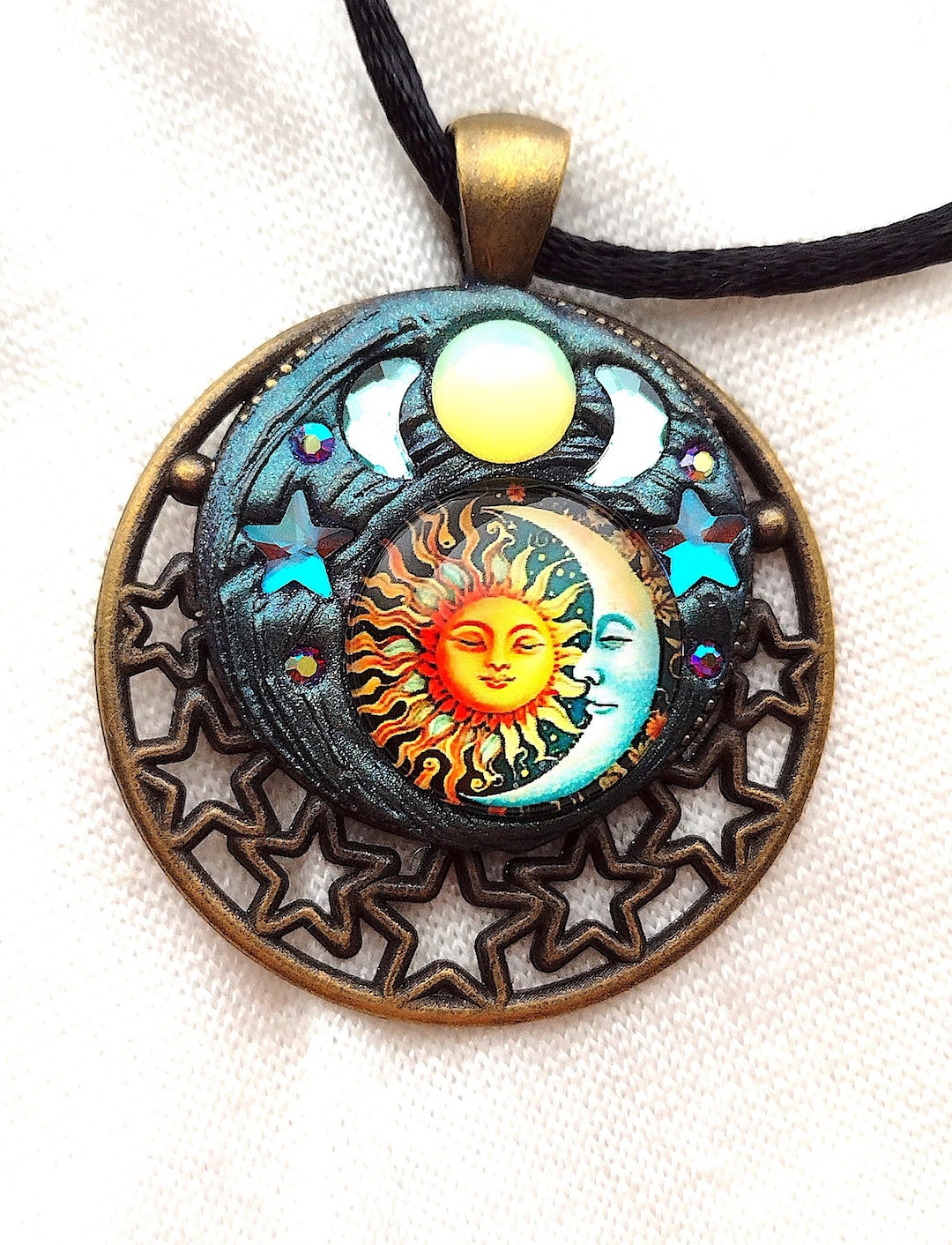 Celestial, Sun, Moon, Gypsy, Amulet, Pendant, PA-644 - Etsy