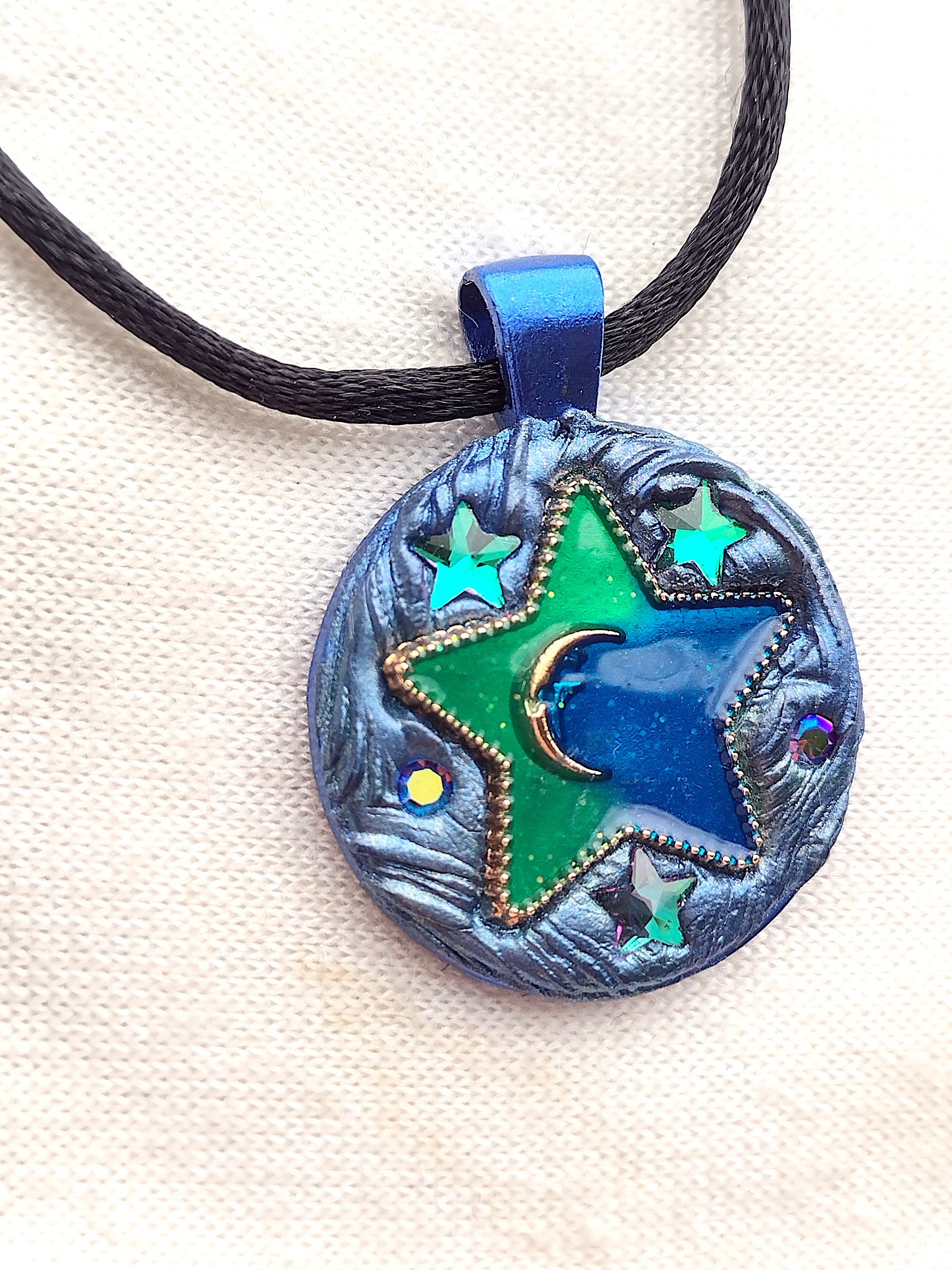 Celestial Gypsy Mystical Star Moon Amulet Pendant - Etsy