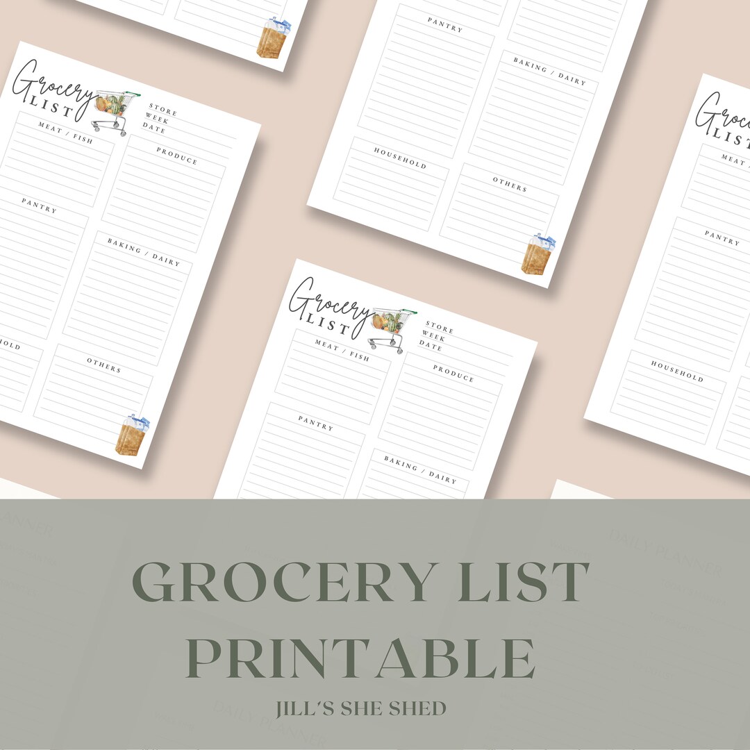 Grocery Shopping List, Homestead, Printable Shopping List, Organized ...