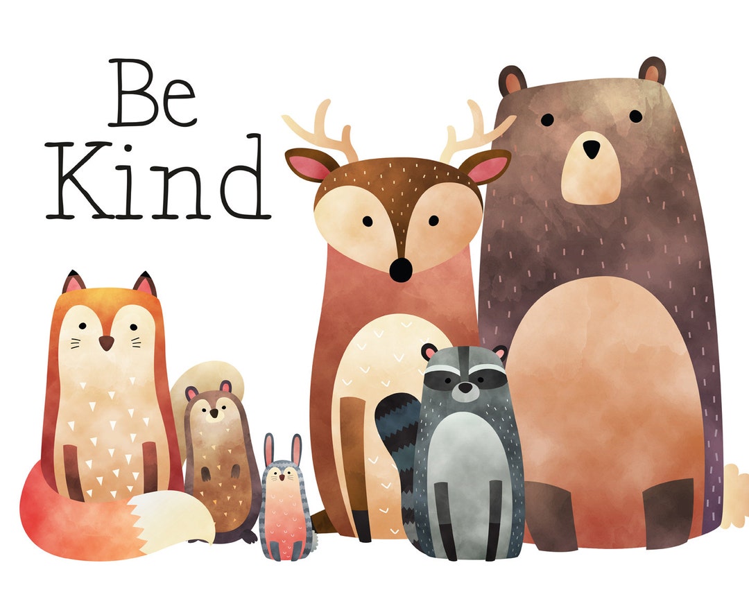 Nursery Animal Decor - Be Kind - Woodland Animals - Woodland Animals ...