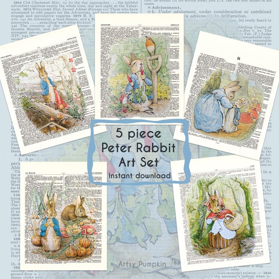Vintage Peter Rabbit Nursery Instant Download 5 Piece Print | Etsy